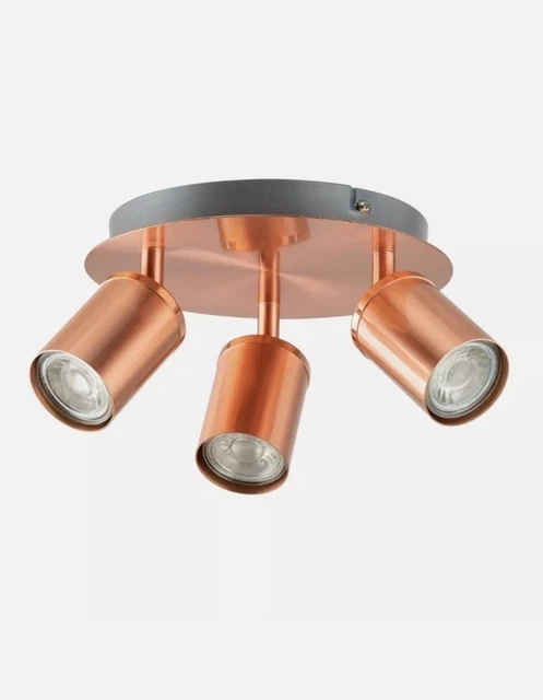MODERN COPPER 3-WAY Ceiling Spotlight - Adjustable GU10 Light Fixture ...