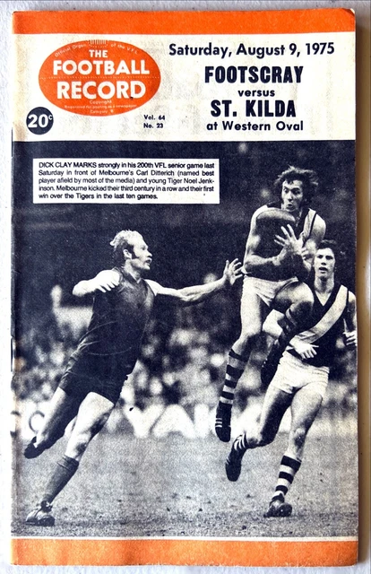 1975 AUGUST 9- Footscray Bulldogs V St Kilda Saints Vfl Footy Record ...