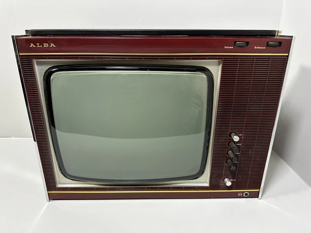 VINTAGE 70S ALBA T 14 CRT TV Television Spares Film Theatre Prop Maroon ...