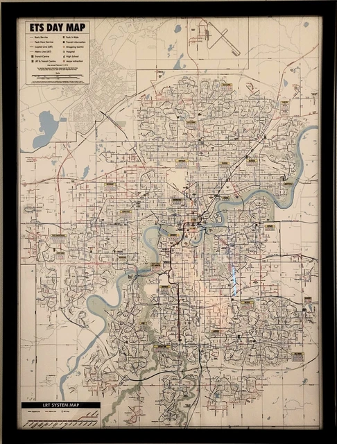 18X24& EDMONTON TRANSIT System ETS Bus/Train Map Poster Ver. 2016 HD ...