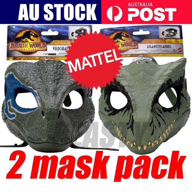 JURASSIC WORLD DOMINION Giganotosaurus & Velociraptor Blue 2 Mask Pack ...