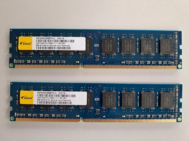 8 GB (2X4 GB) RAM Elixir M2F4G64CB88C7N-DI non-EC DDR3-1600 PC3-12800 ...