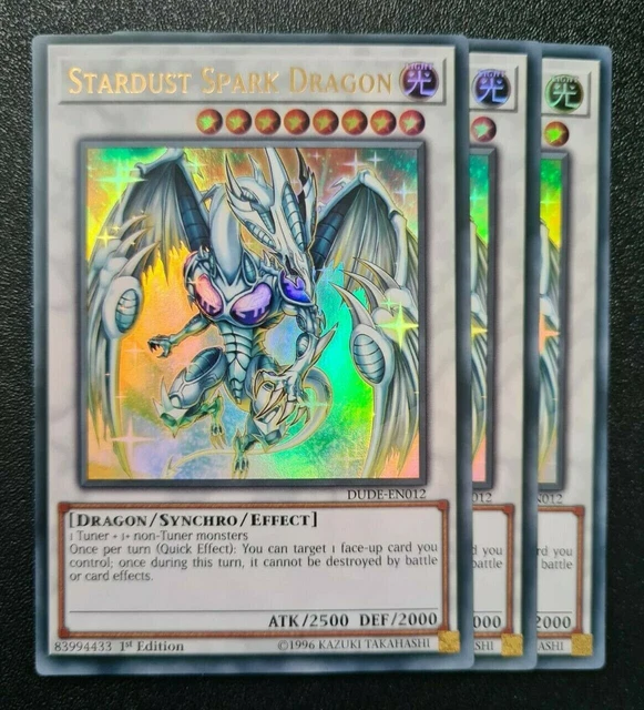 STARDUST SPARK DRAGON x3 Yu-Gi-Oh! DUDE-EN012 1st Ultra Rare PLAYSET ...