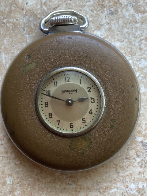 VINTAGE INGRAHAM MECHANICAL Wind Up Pocket Watch 1940 RUNS GREAT $10.99 ...