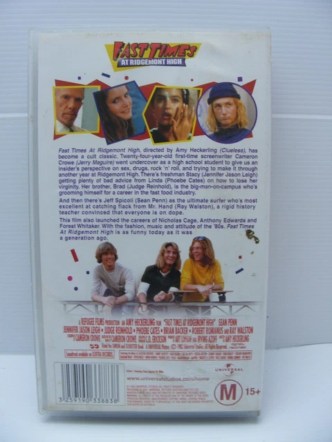 FAST TIMES AT Ridgemont High (VHS, 1999) Vintage Video Tape Comedy ...