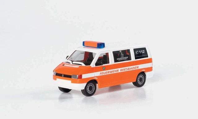 VW T4 BUS ELW fire brigade Wiesbaden 1990-2003 red + white 1:87 Herpa 046190 £8.19 - PicClick UK