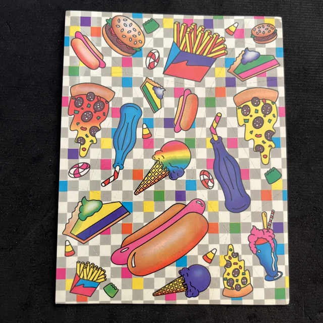 VINTAGE LISA FRANK Junk Food Pizza Hot Dog Fries Sticker Sheet £17.18 ...