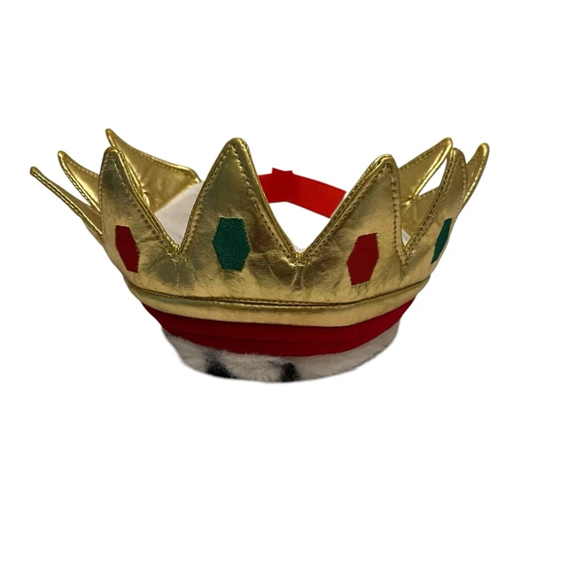 KIDS DRESS UP Royal King Luxury Fancy Crown Gold Red Soft Plush ...