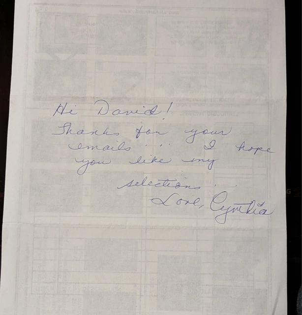 CYNTHIA MYERS SIGNED 2 Page Paper Catalogue Coa £29.99 - PicClick UK