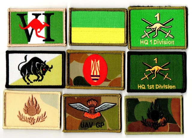 9 DIFFERENT AUSTRALIAN Army Unit Shoulder Patches..................Lot ...
