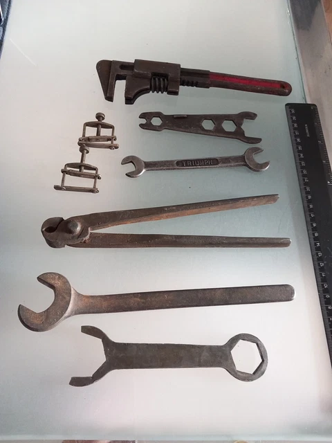 VINTAGE MOTORCYCLE TOOLS Etc JOB LOT 8 ITEMS Triumph Enfield Etc Shed ...