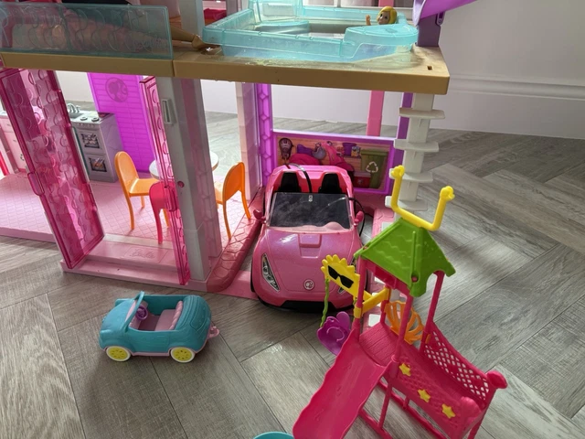 BARBIE 3-STOREY FURNISHED Dollhouse w/ Slide, Accessories + FREE Camper ...