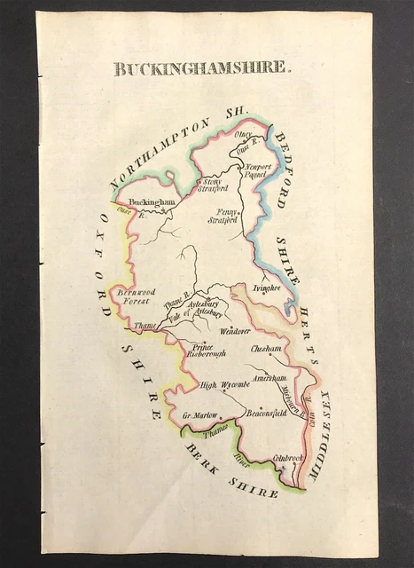 MAP BUCKINGHAMSHIRE BY John Aikin England Delineated Original with text ...