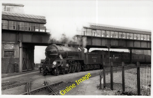 Railway Darkroom Photo Sr 4 6 0 No 766 Departs Dover Marine C1930s £3
