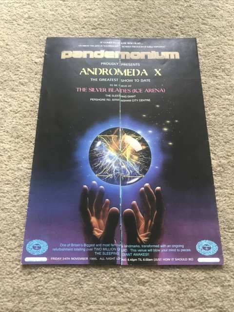 PANDEMONIUM ANDROMEDA X 24 November 1995 Birmingham A4 Rave Flyer ...