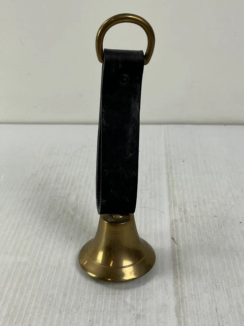 VINTAGE SWISS CAST Iron Metal Cow Bell Solid Brass Patina Leather ...