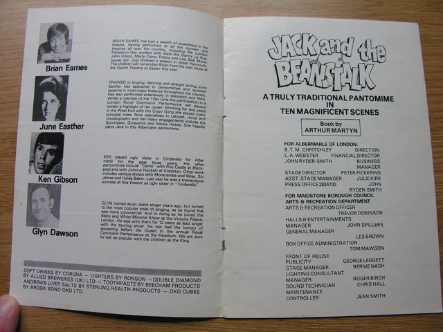 1978 JACK & THE BEANSTALK Pantomime MAIDSTONE Brian Eames, Ken Gibson ...