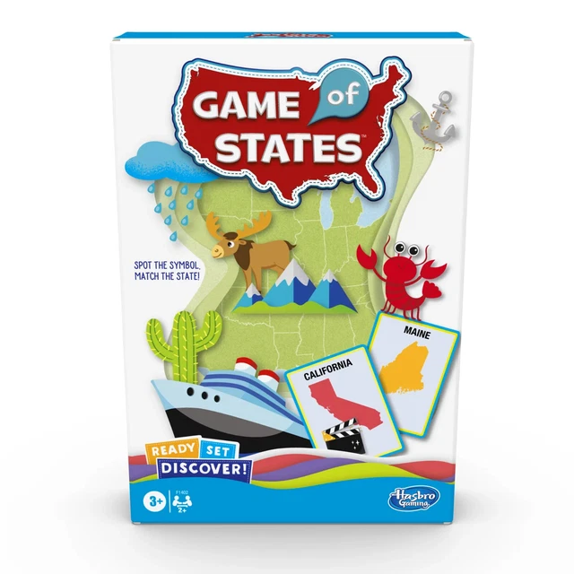 HASBRO GAMING READY Set Discover Game of States Geography Board Game ...
