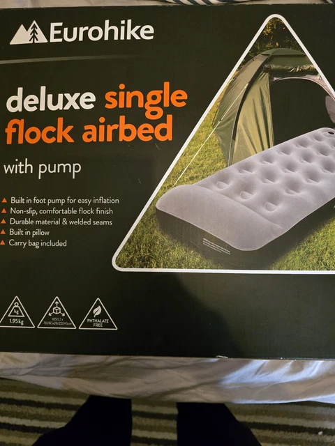 EUROHIKE DELUXE SINGLE Flock Airbed with pump (NEW) £11.12 - PicClick UK