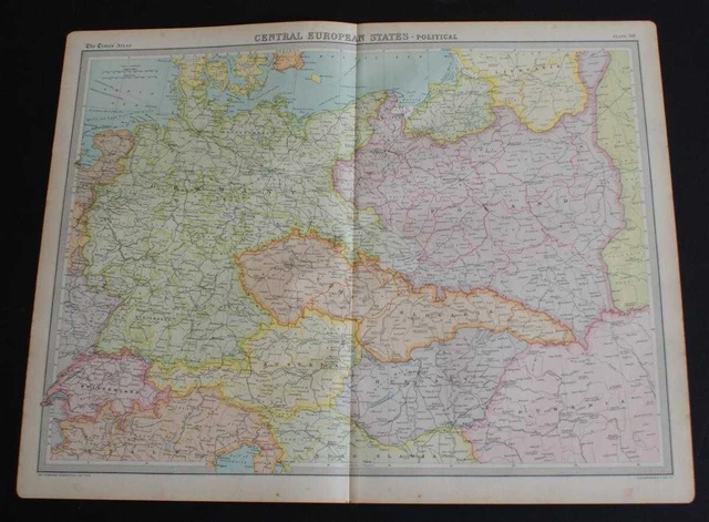 MAP OF &CENTRAL European States" from 1920 Times Atlas (Plate 38) £33. ...