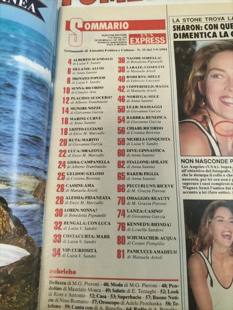 EVA EXPRESS N.35 Trovato-Senna-Placido-Fenech-Marini-Marcuzzi Anno 1994 ...