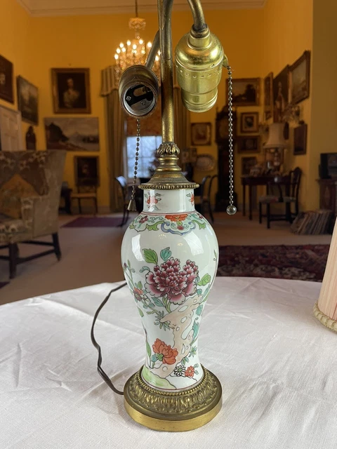 ANTIQUE C1810 CHINESE Porcelain Base Table Lamp Gilt Bronze Mount 2 ...