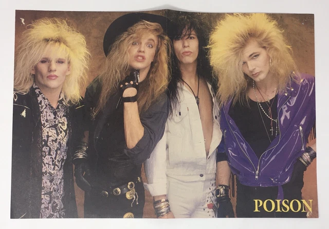 VINTAGE POISON & BON JOVI 80s Metal Magazine Centerfold Poster Foldout ...