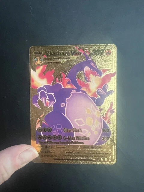 CHARIZARD VMAX GIGANTAMAX Gold Foil 🔥Fan Art🔥Pokemon Card hp 330 Purple ...