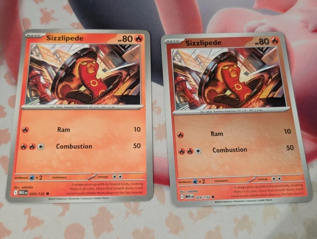 POKÉMON TCG MEGA Evolution Sizzlipede 029/132 Common And Reverse Holo ...