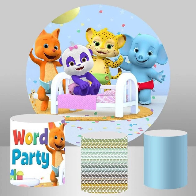 CARTOON ANIMALS WORLD Party Kids Round Birthday Backdrop $35.97 ...