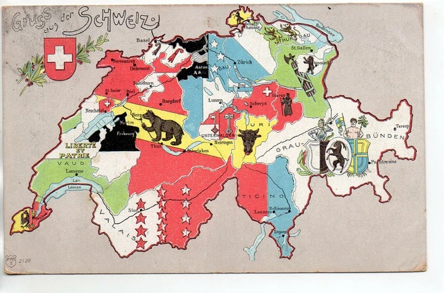 SUISSE - SWITZERLAND - SWITZER - map of the canton greeting from the ...