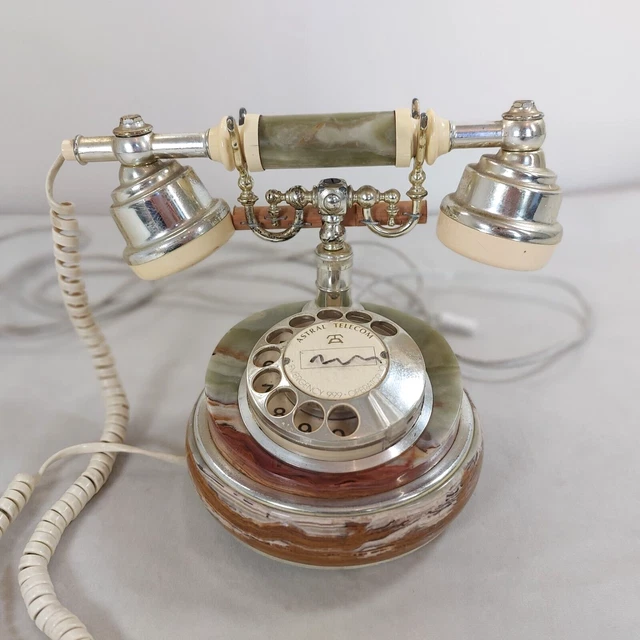 VINTAGE ONYX ROTARY Dial Telephone Art Deco Style Green Astral Telecom ...