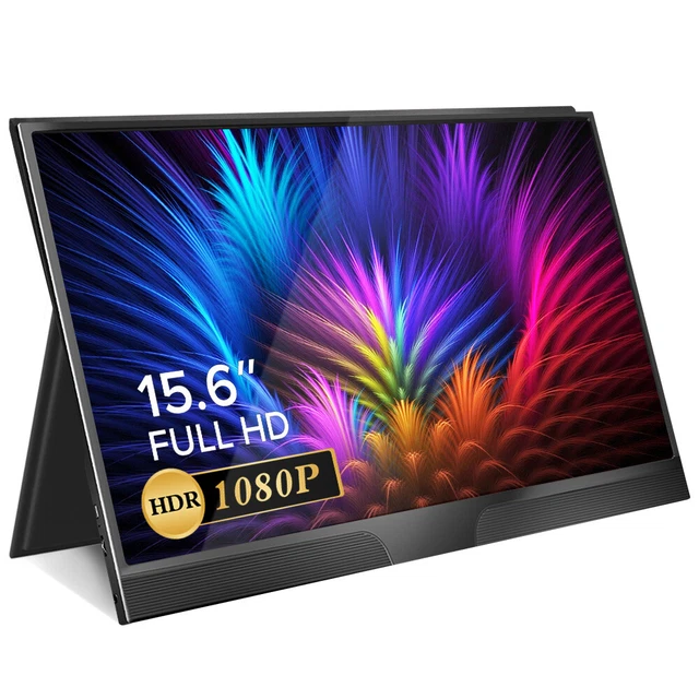 15.6& FHD PORTABLE Laptop Monitor USB C HDMI Gaming Monitor Travel ...