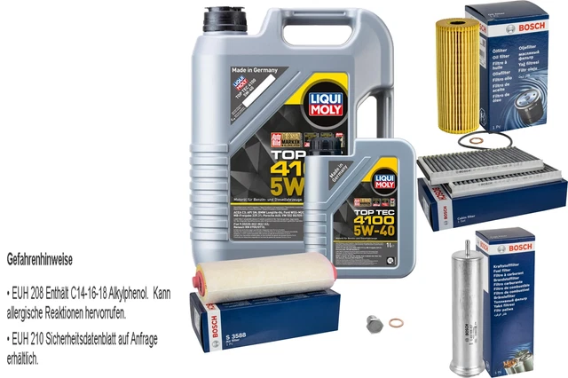 BOSCH INSPECTION SET 6L Liqui Top Moly Tec 4100 5W-40 pour BMW série 5_ Touring EUR 159,68 ...