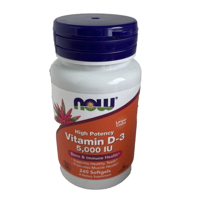 NOW FOODS VITAMIN D3 High Potency 5000IU 240 Softgels | Immune Bone ...