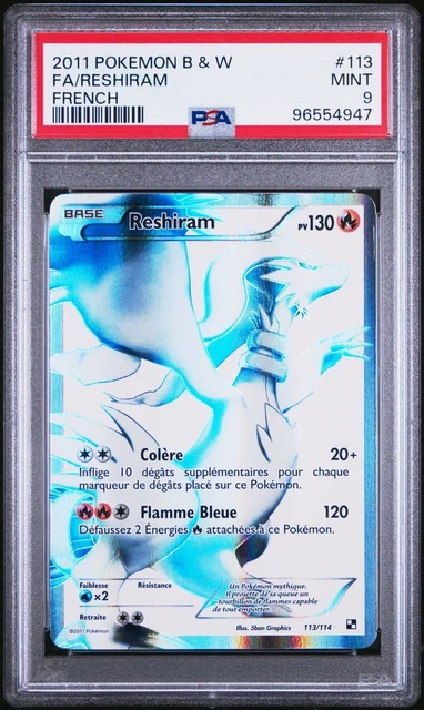 CARTE POKÉMON RESHIRAM Full Art PSA 9 Noir & Blanc 113 booster ex pca ...