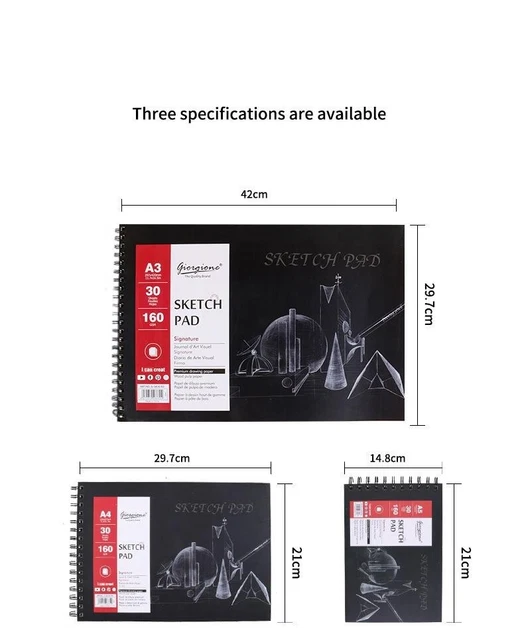 A3/A4/A5 30 SHEETS 160gsm Sketch Pad Drawing Paper Wood Charcoal Sticks woodless £5.99 - PicClick UK