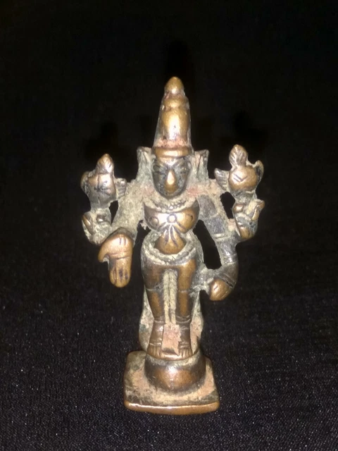ANTIQUE TRADITIONAL INDIAN Copper STatue God Vishnu Balaji Narayan ...