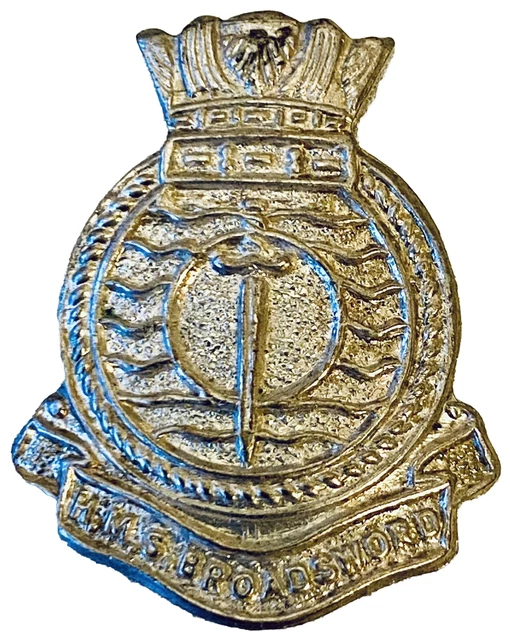 HMS BROADSWORD FALKLANDS War Warship Pin R. Navy Silver Metal Type 22 ...