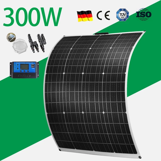 300W FLEXIBLE SOLAR Panel Mono Home Caravan Camping Charge Battery 300 ...