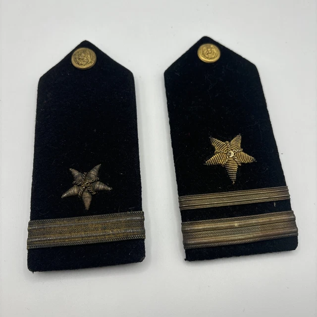 VINTAGE WWII NAVY USN Military Line Lieutenant Shoulder Board Pair Lot ...