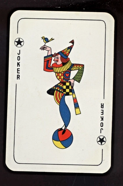 PLAYING CARD RETRO Joker Character Balancing On Ball Colorful Costume ...