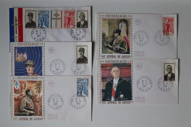 FRANCE 1971 - Lot de 05 enveloppes 1er Jour De Gaulle - Obli. Nord EUR 4,00 - PicClick FR