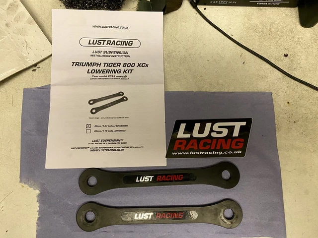 TRIUMPH TIGER 800 Rear Suspension Lowering Kit (Lust Racing) 40mm XCX ...