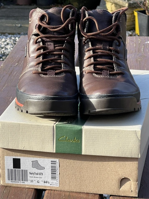 CLARKS NARLY TRAIL GTX Boots Brown 10g Worn Once Immaculate Condition £ ...