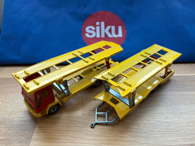 SIKU 3419 PKW-TRANSPORTER rot/gelb 1. Variante mit durchbrochenem ...