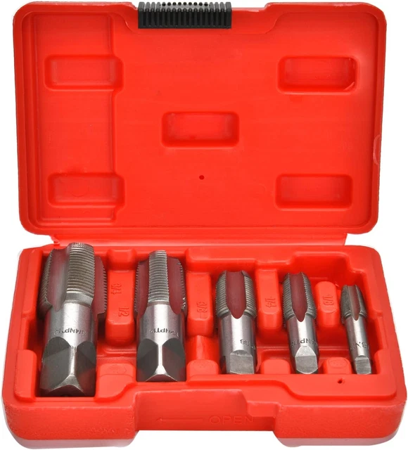 5 PIECE NPT Thread Forming Taps, Pipe Taps Set, High-Speed Steel Drill ...