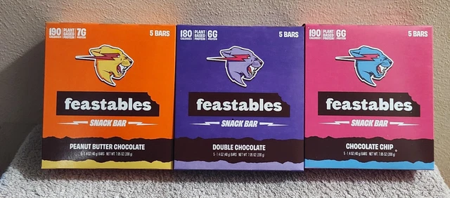 FEASTABLES MRBEAST SNACK Bars 3 Different boxes & flavors You Tuber ...