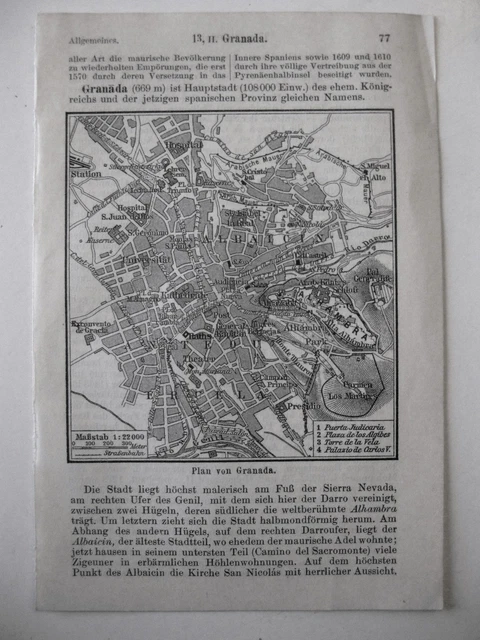 STAMPA ANTICA OLD PRINT MAP MAPPA SPAGNA SPAIN GRANADA 1930 EUR 5,00 ...