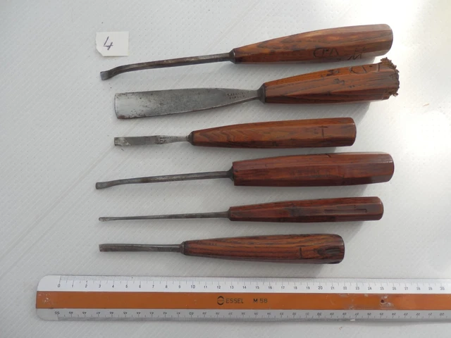 ANCIEN LOT GOUGES ciseaux ébéniste sculpteur menuisier lot de 6 EUR 30 ...